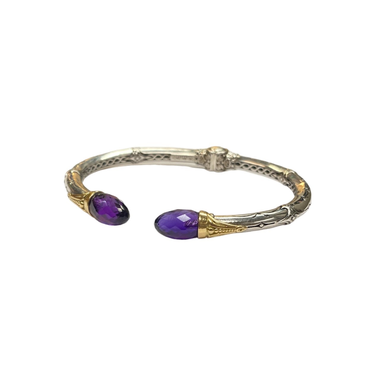 Amethyst Mixed Metal Hinge Bracelet – Charde