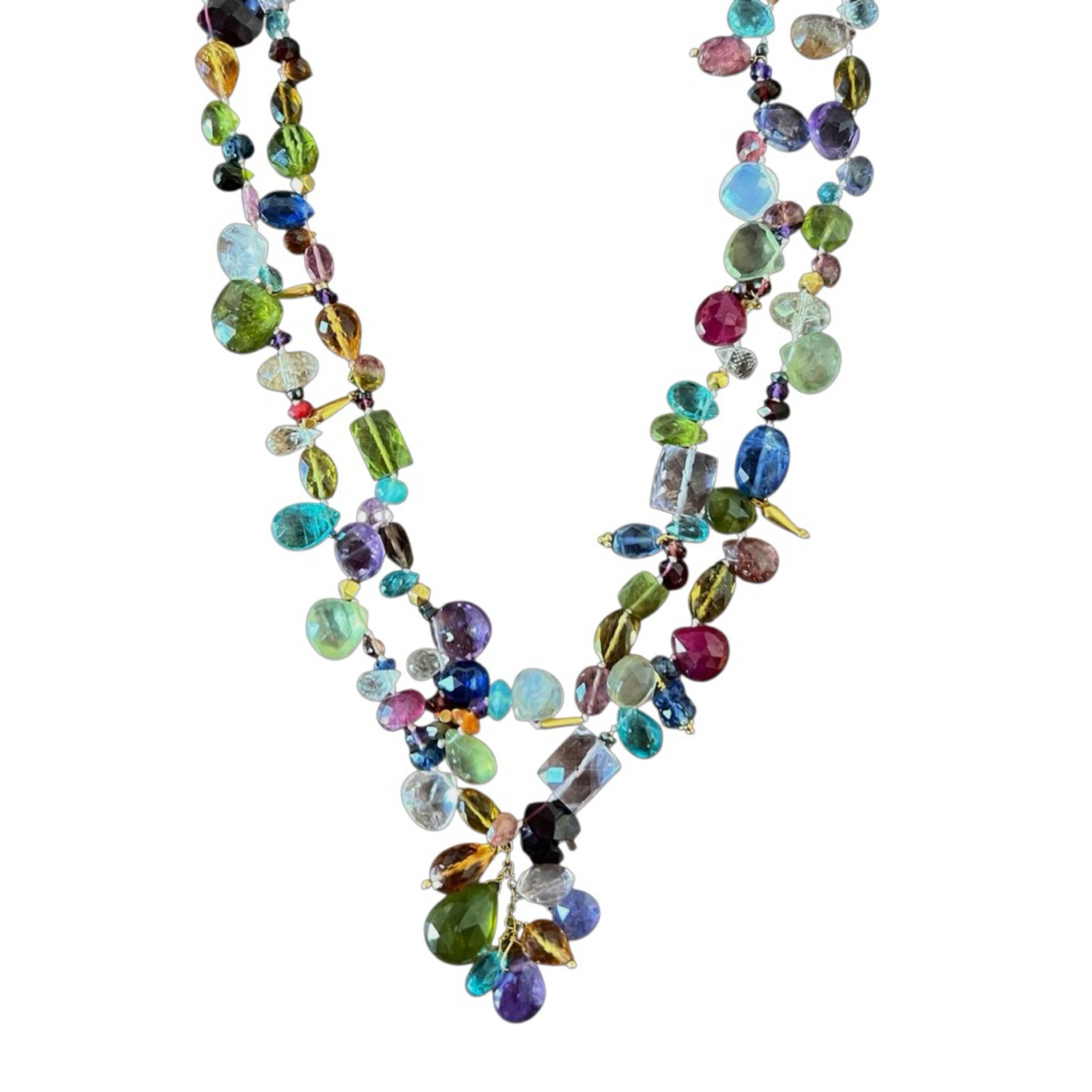 Multi Gemstone Double Strand Necklace – Charde